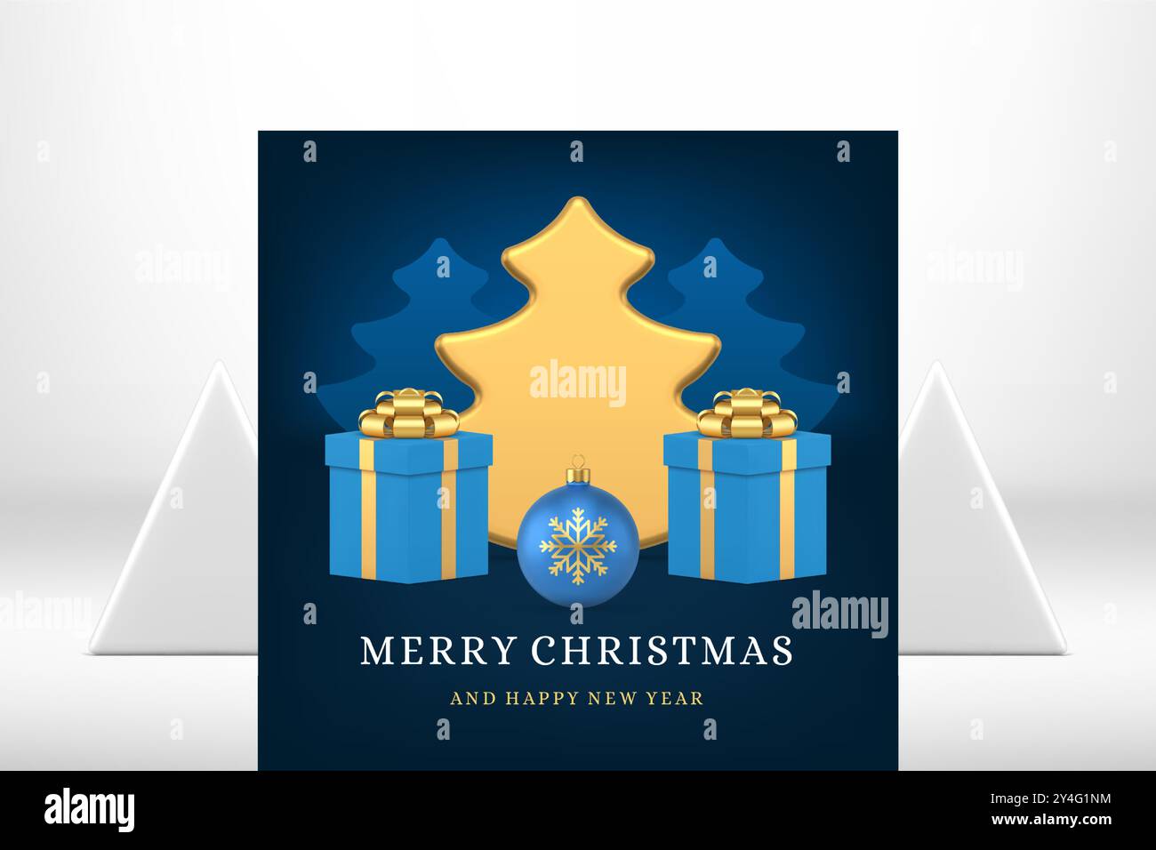Merry Christmas congratulations premium greeting card design realistic ...