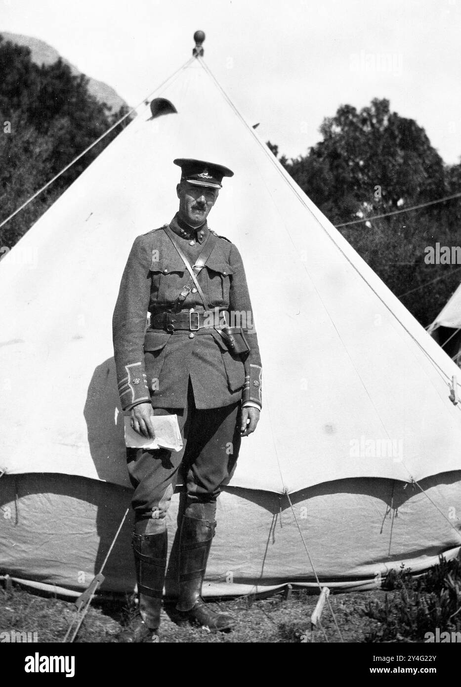 Royal Artillery Officer posing by tent From a collection of negatives ...