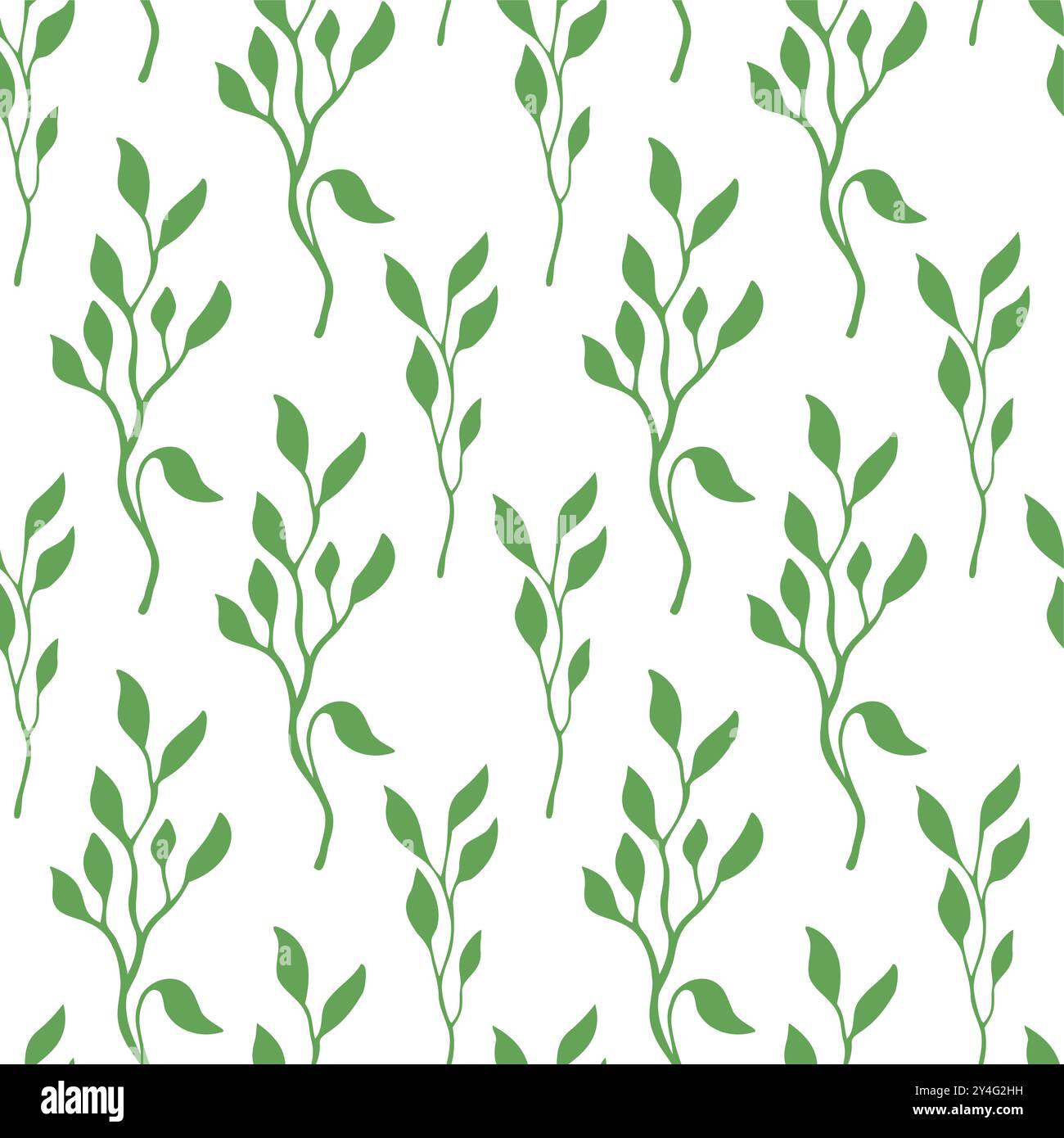 Green leaves simple greenery seamless pattern with silhouette nature ...