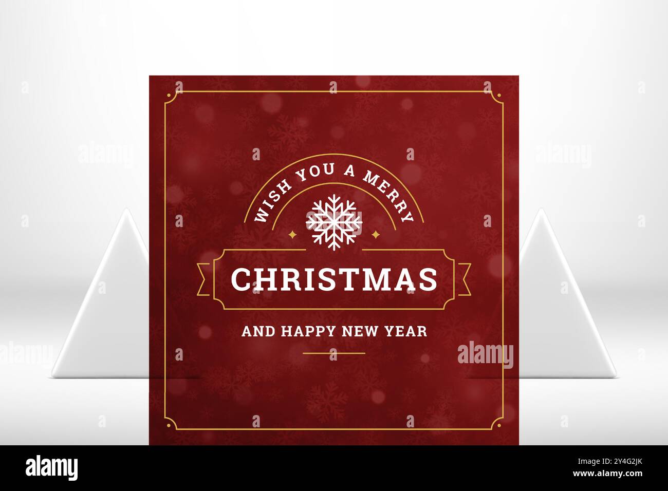 Red classic Merry Christmas congratulations greeting card blurred ...