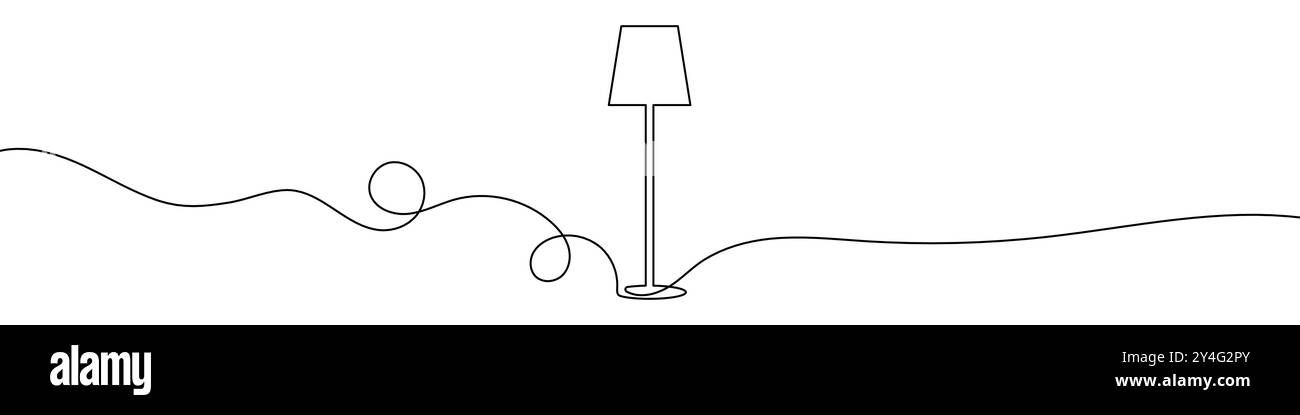 Continuous line drawing of floor lamp. Single line drawing of a floor ...