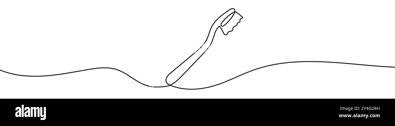 Continuous line drawing of toothbrush. Single line drawing of a ...