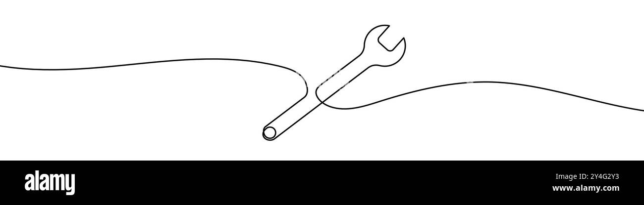 Continuous line drawing of wrench. Single line drawing of a wrench ...