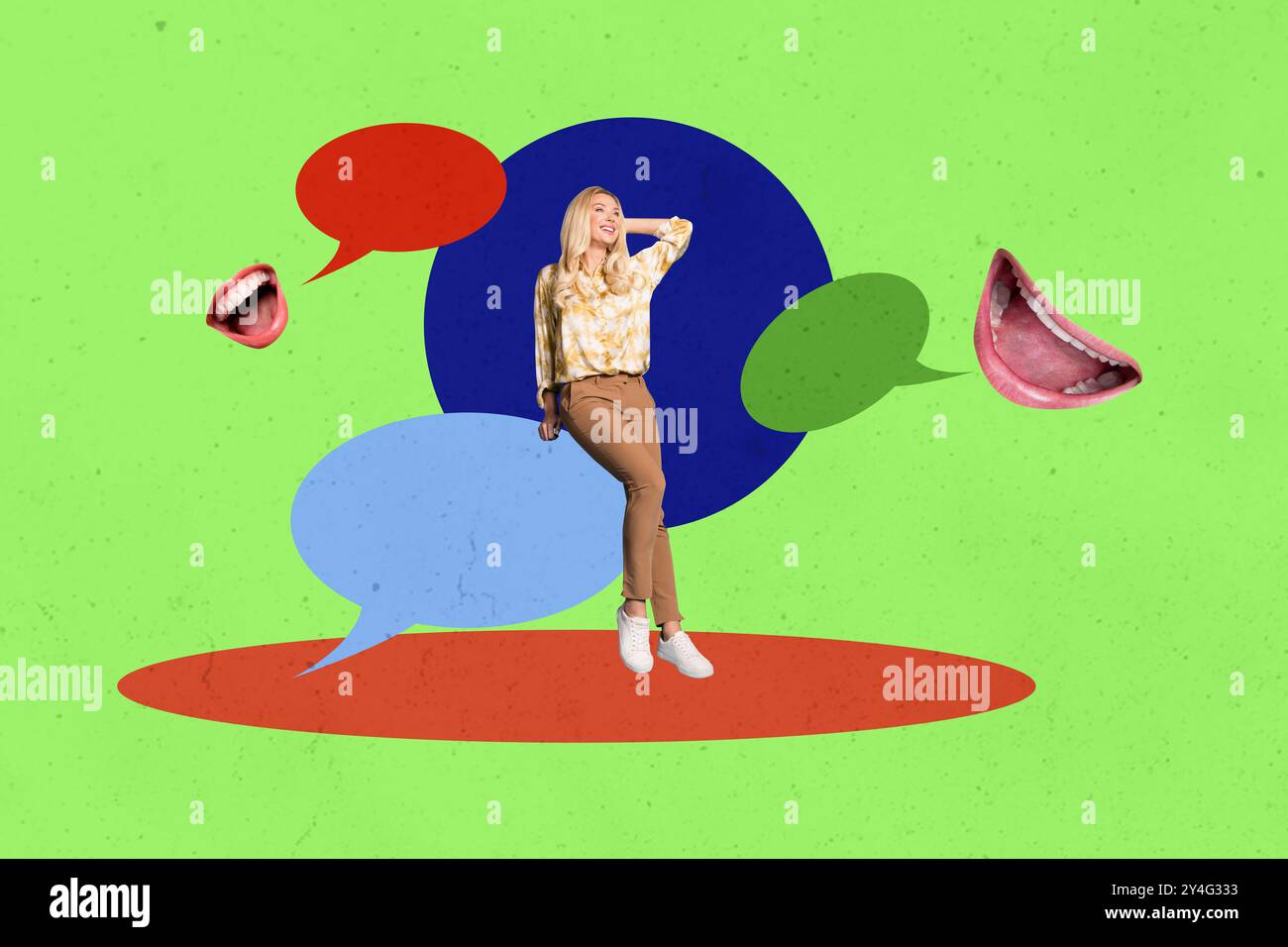 Composite photo collage of happy girl stand colorful bubble ...