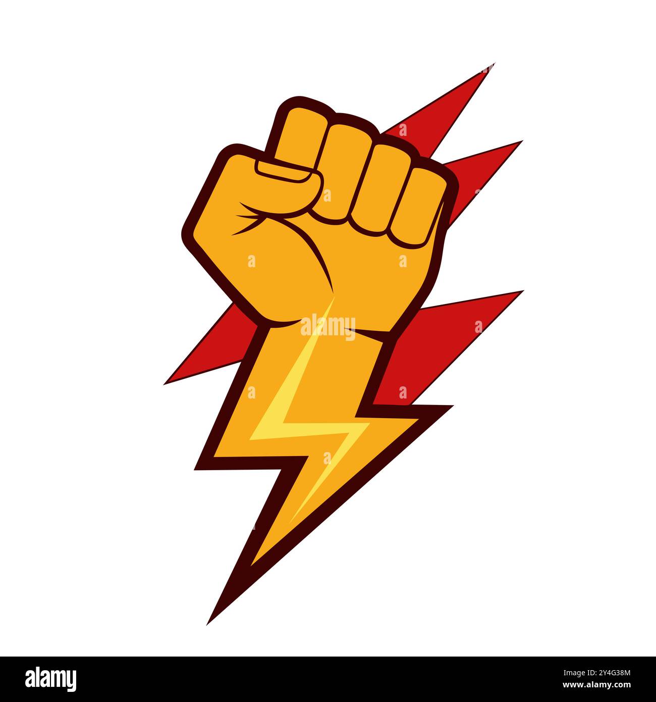 Protest fist with lightning. People protesting for human rights ...