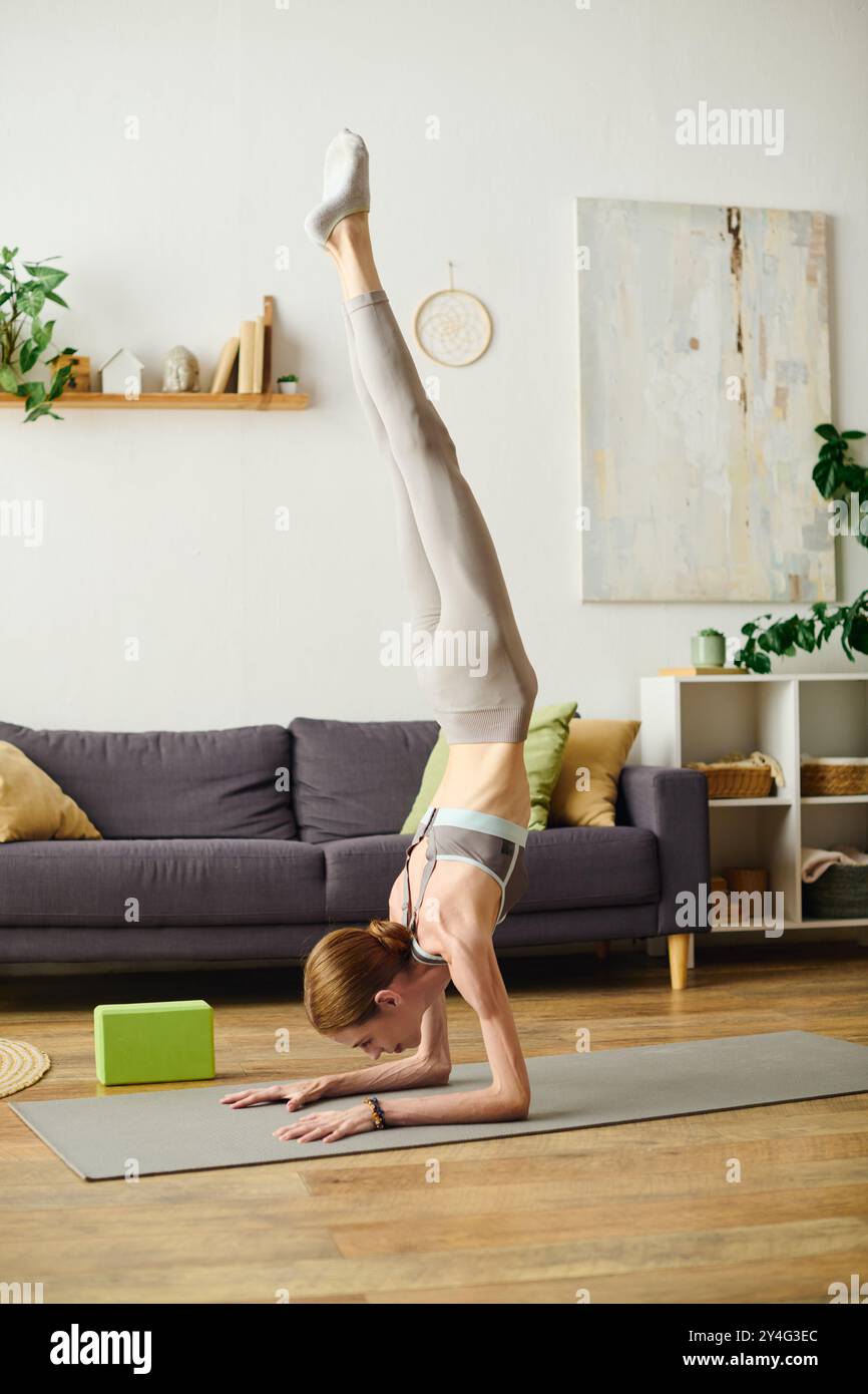 In a serene living room, a young woman with anorexia engages in a ...