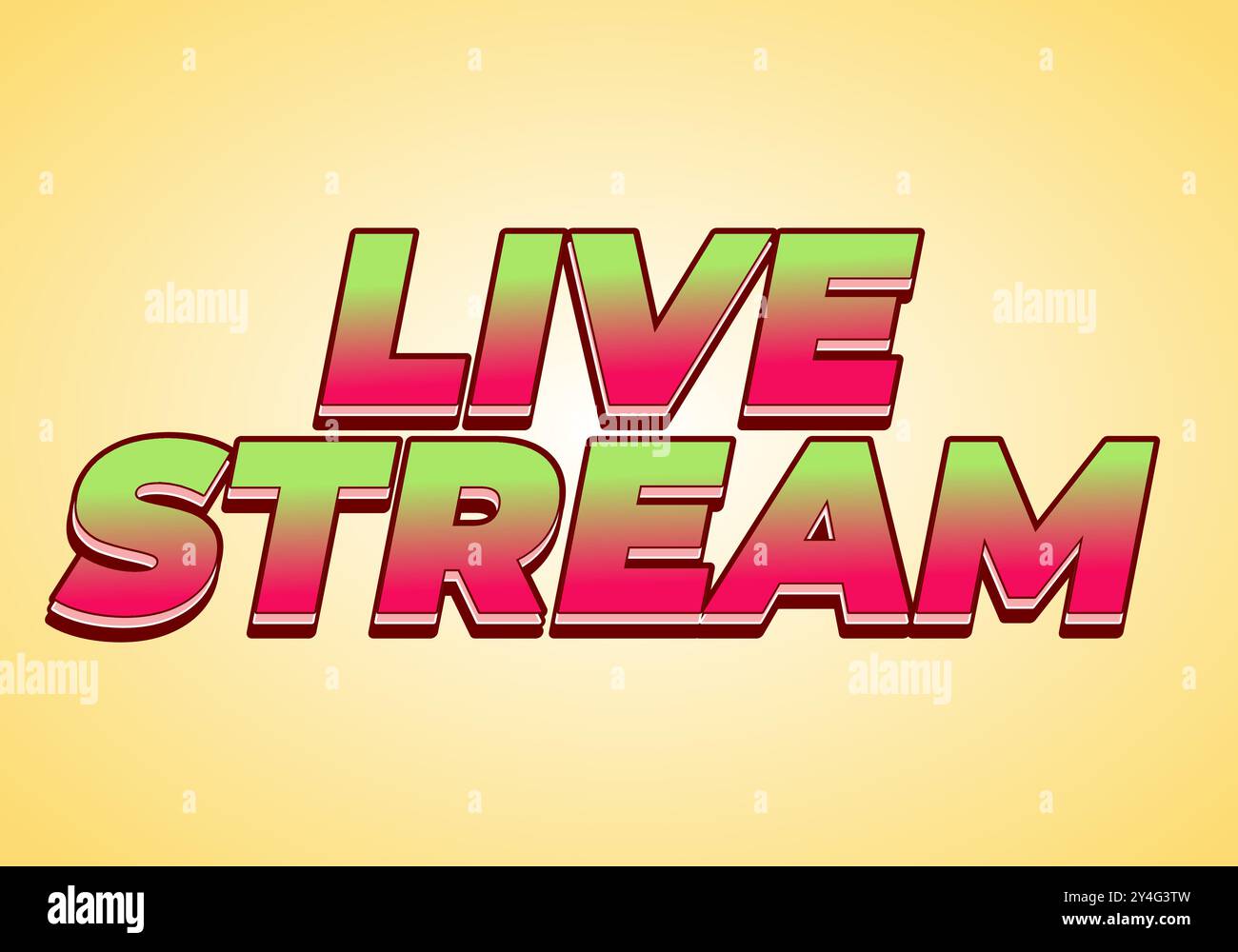 Live stream. Text effect design in 3D style with modern colors Stock ...