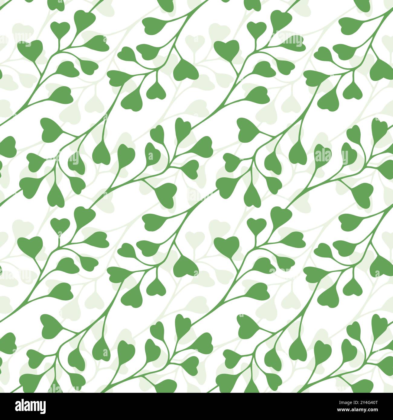 Green leaves simple greenery seamless pattern with silhouette nature ...