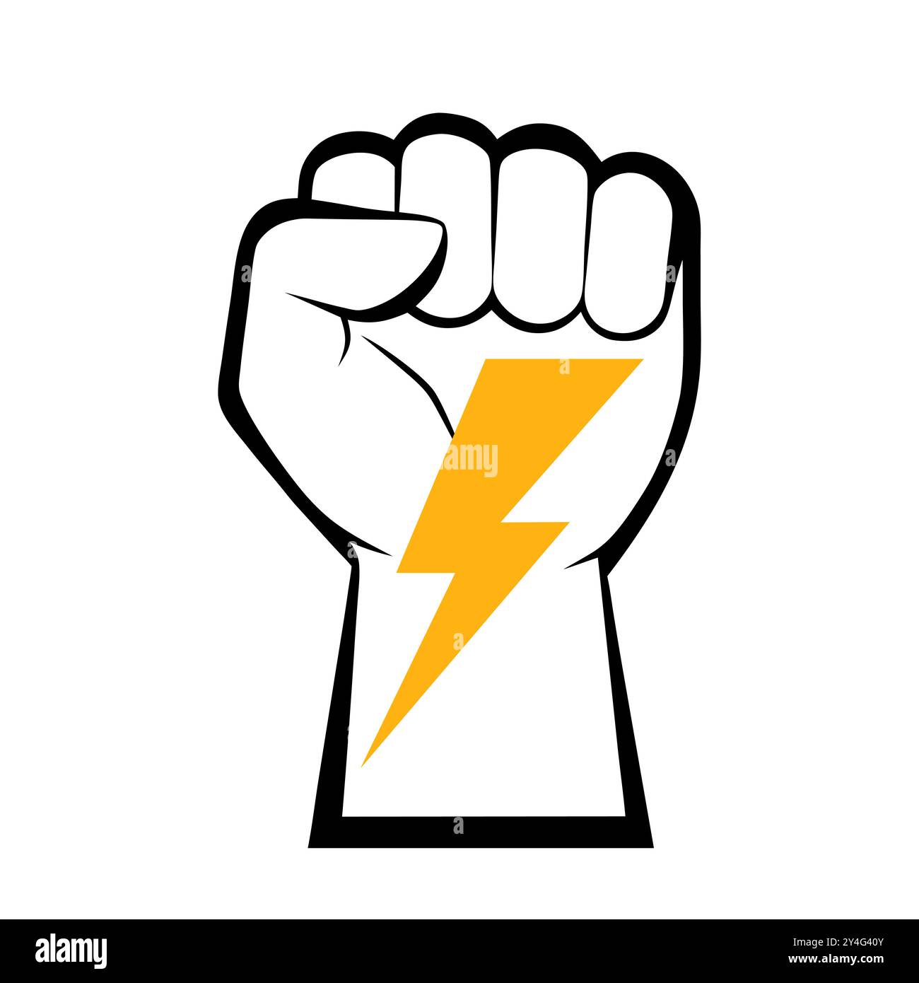 Protest fist with lightning. People protesting for human rights ...