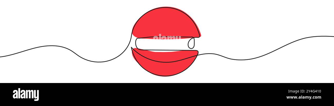 Continuous line drawing of road sign prohibited entry. Single line ...