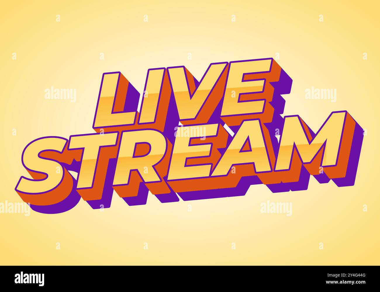 Live stream. Text effect design in 3D style with modern colors Stock ...