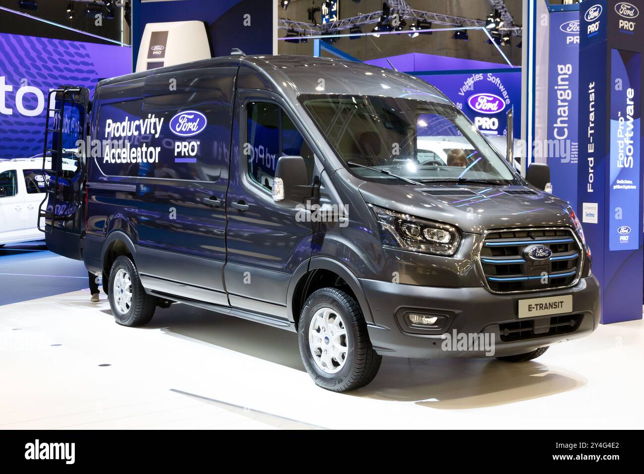 Ford E-Transit electric powered business van at the Hannover IAA ...