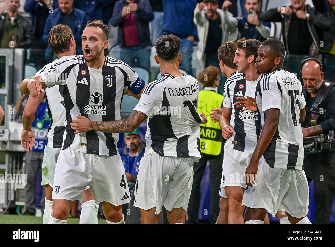 Turin, Italy. 17th Sep, 2024. Federico Gatti (4) og Juventus seen in ...