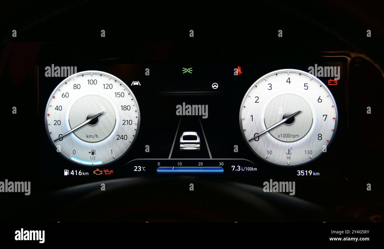 Digital instrument display in passenger car Stock Photo - Alamy