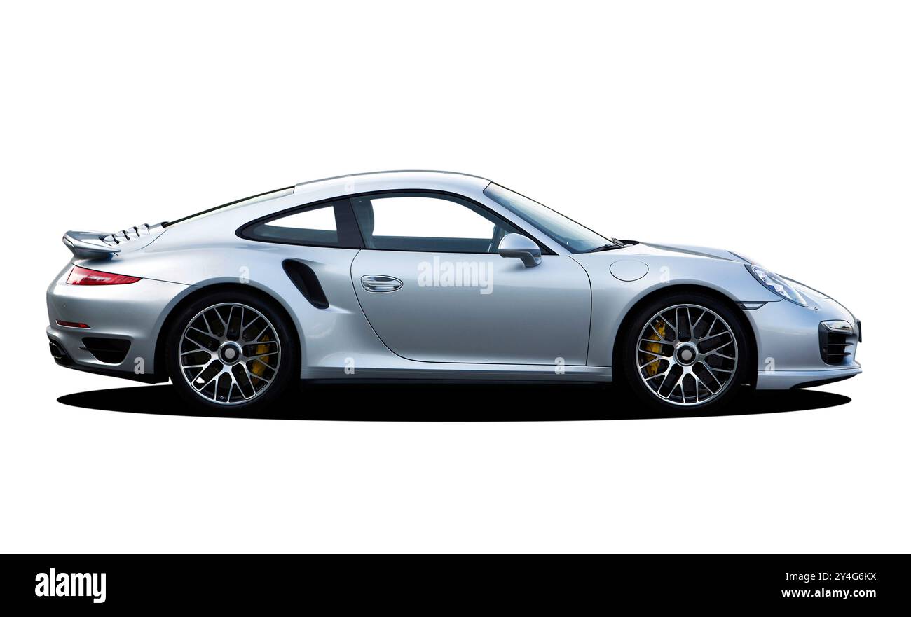 Side view of a gray sports car Stock Photo - Alamy