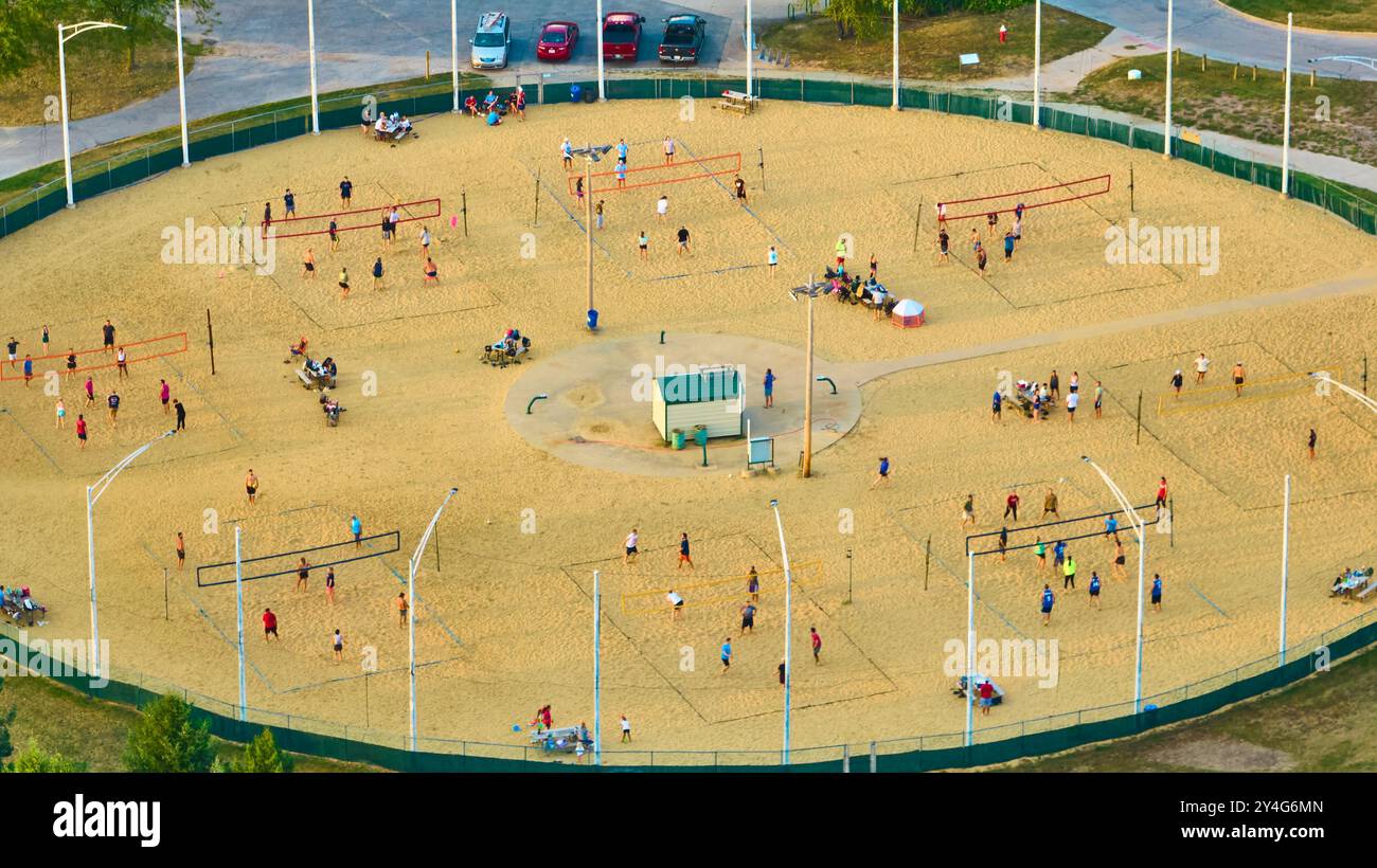 Aerial View of Vibrant Beach Volleyball Complex in Motion Stock Photo ...