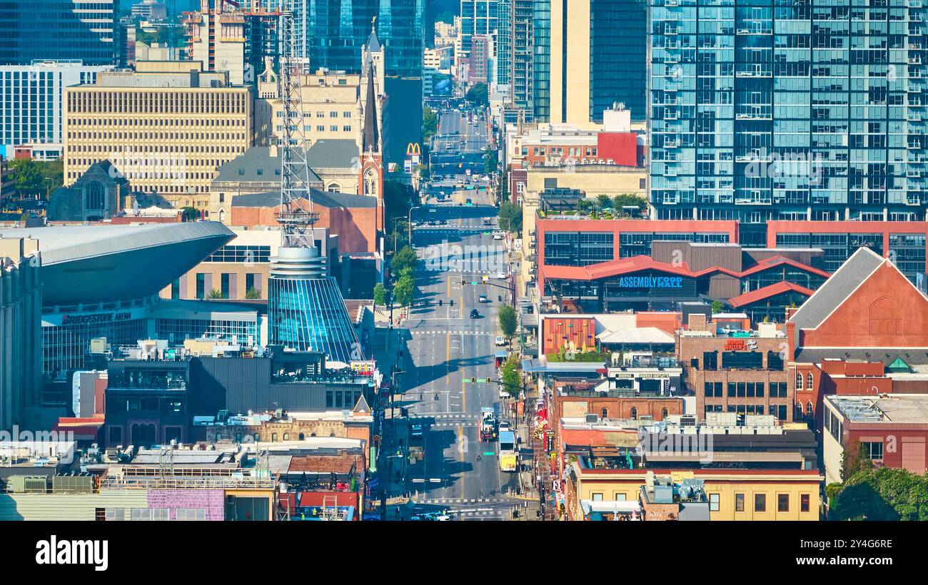 Aerial View of Nashville Skyline with Broadway and Bridgestone Arena ...