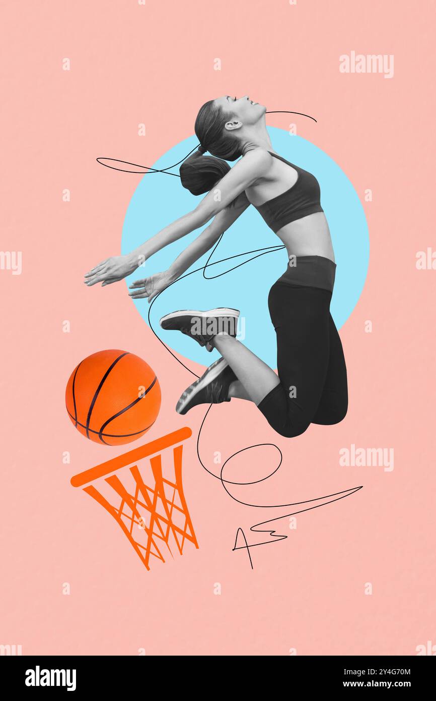 Composite trend artwork 3D sketch image photo collage of young lady ...