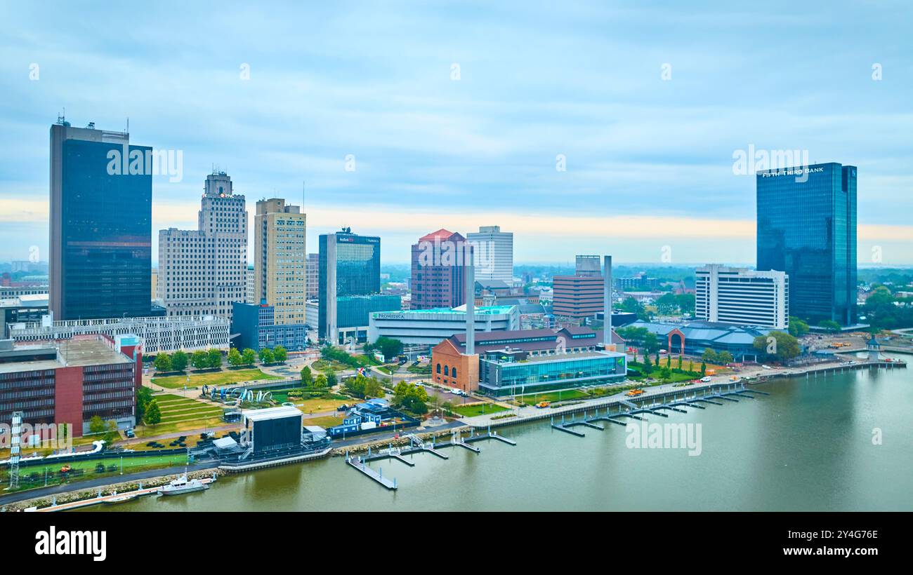 Aerial View of Toledo Skyline with Waterfront and Green Spaces Stock ...
