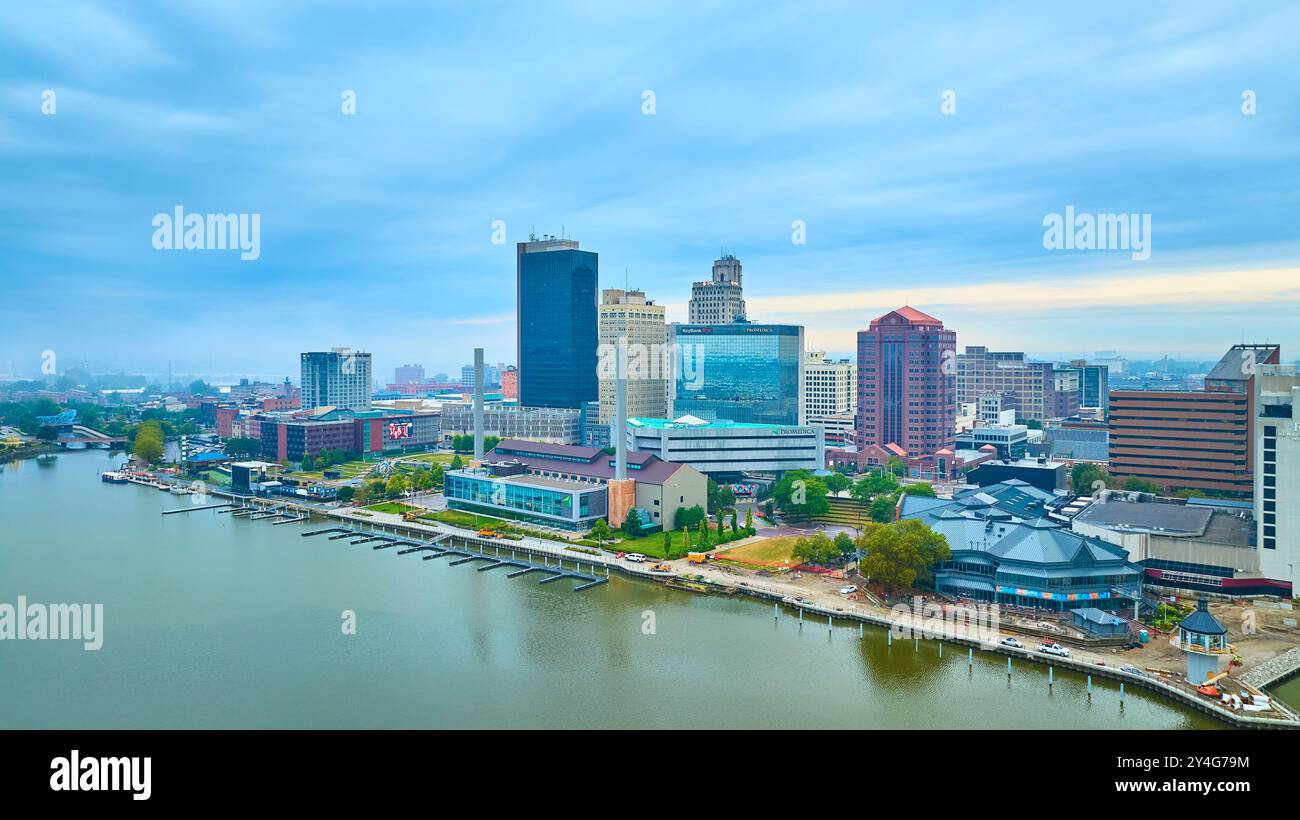 Aerial Toledo Skyline and Riverfront with Modern and Historic ...