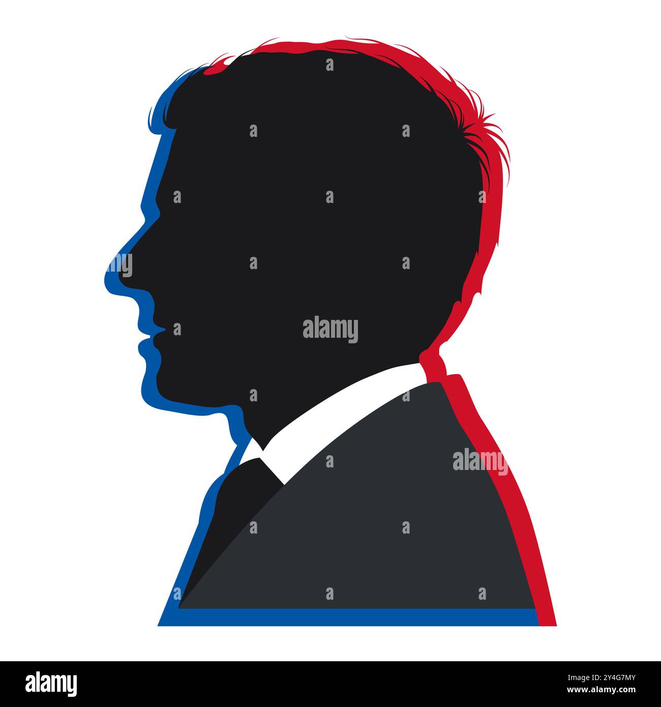 Silhouette of Emmanuel Macron on the French flag. President of France ...