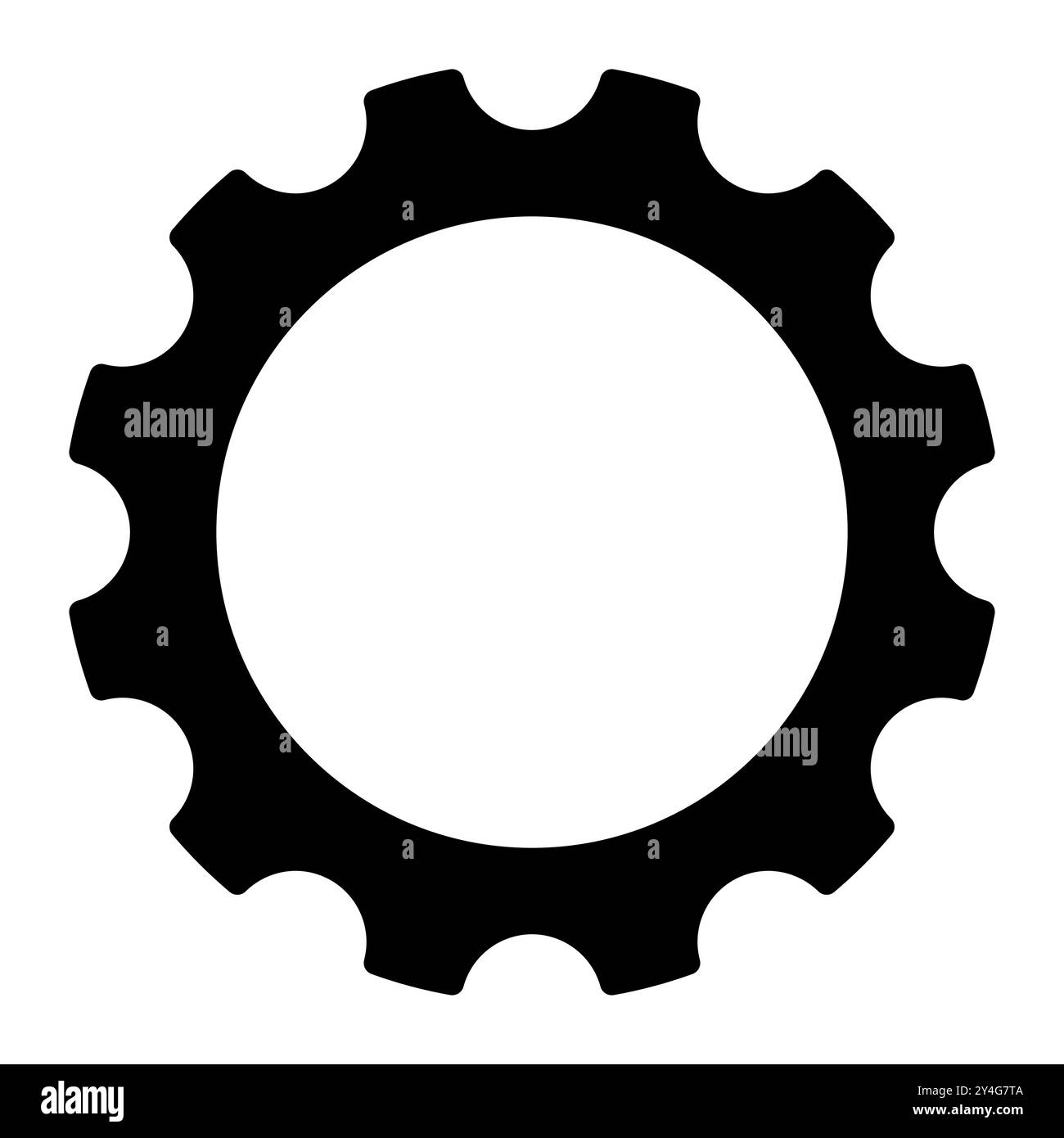 gear wheel silhouette shape, settings icon symbol, black and white ...