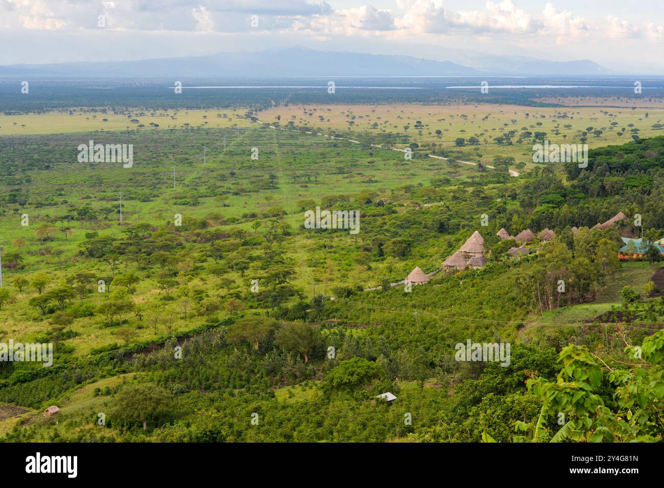 A scenic view of Queen Elizabeth National Park located in the Western ...