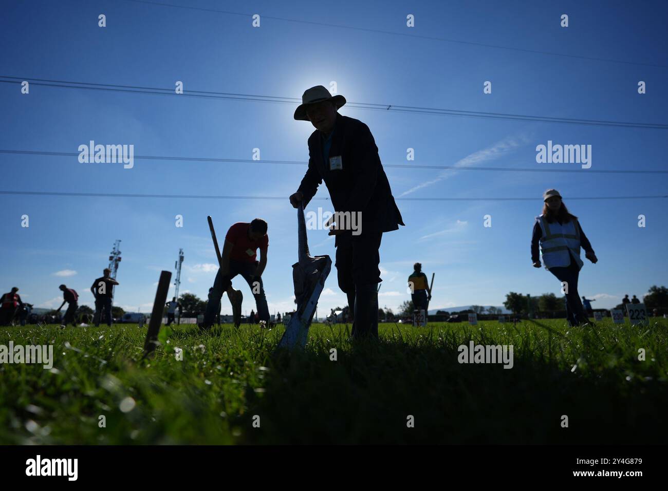 Thomas Cunningham from Galway takes part in the Loy digging competition ...