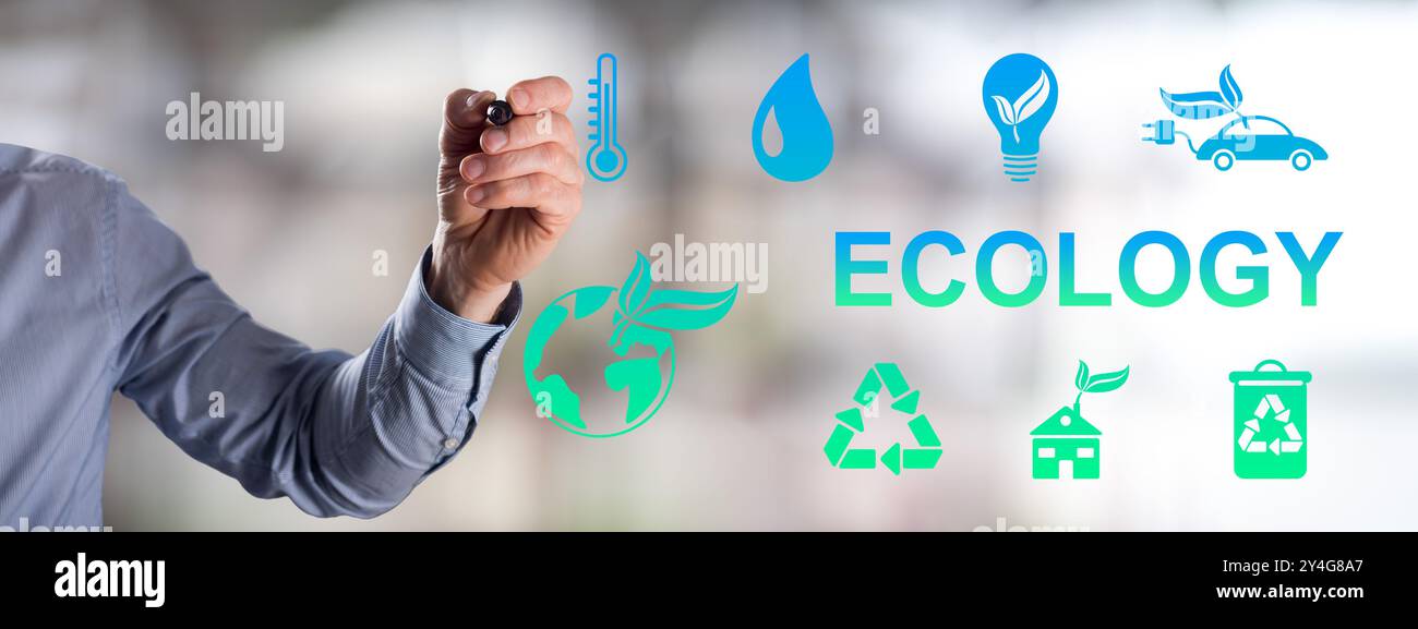 Man drawing an ecology concept Stock Photo - Alamy