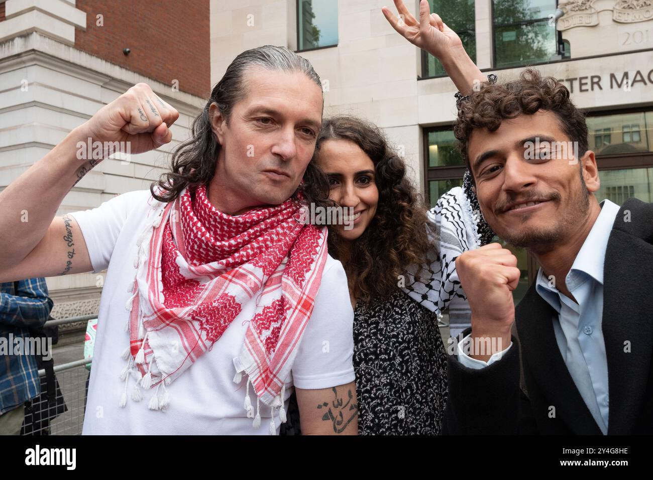 London, UK. 18 September, 2024. Richard Barnard (L) and Huda Ammori (C ...