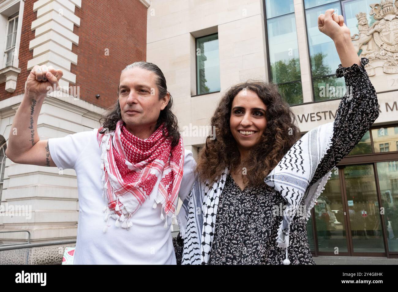 London, UK. 18 September, 2024. Richard Barnard (L) and Huda Ammori, co ...