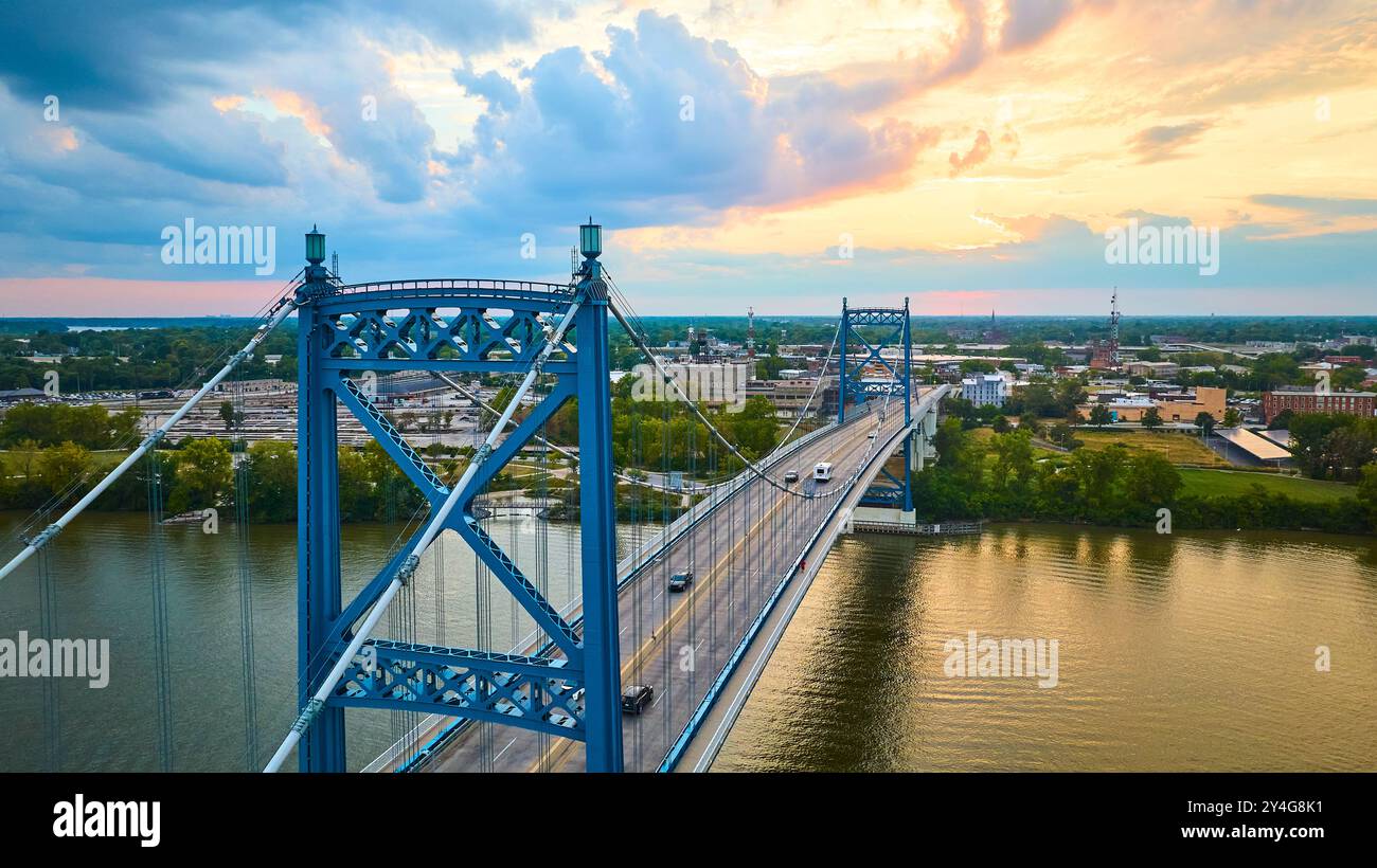 Aerial View of Toledo Anthony Wayne Bridge at Sunset Stock Photo - Alamy