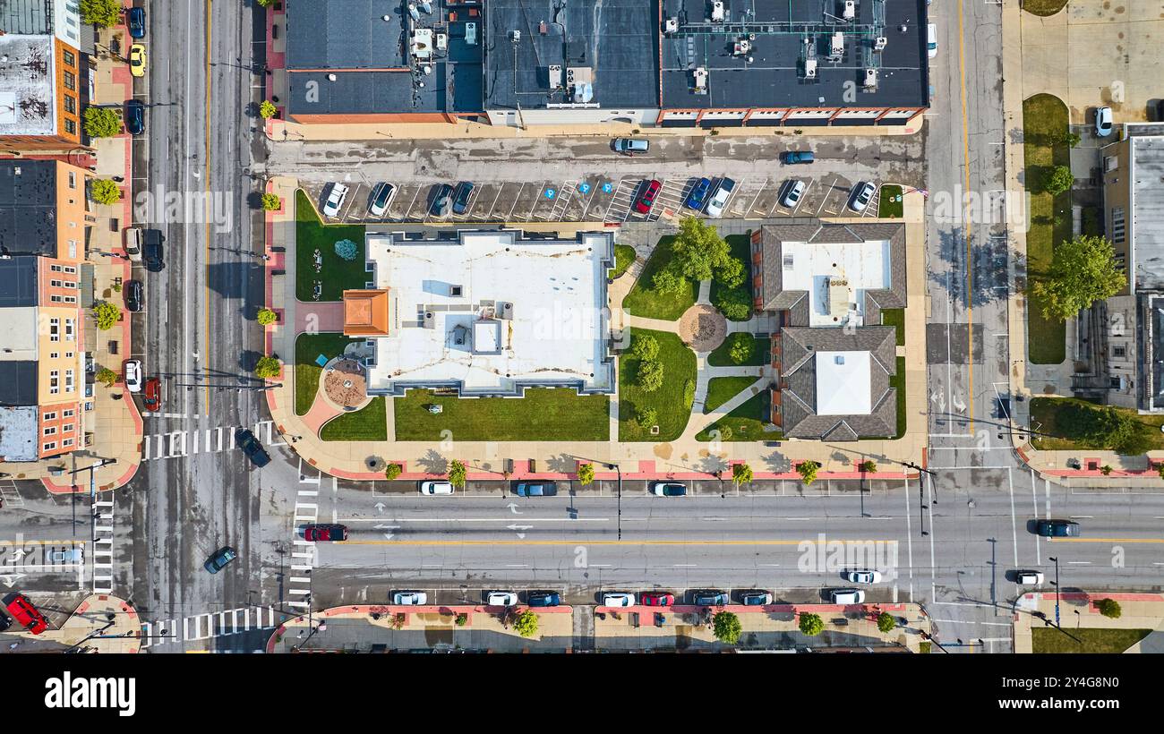 Aerial Top Down of Defiance County Courthouse Intersection Ohio Stock ...