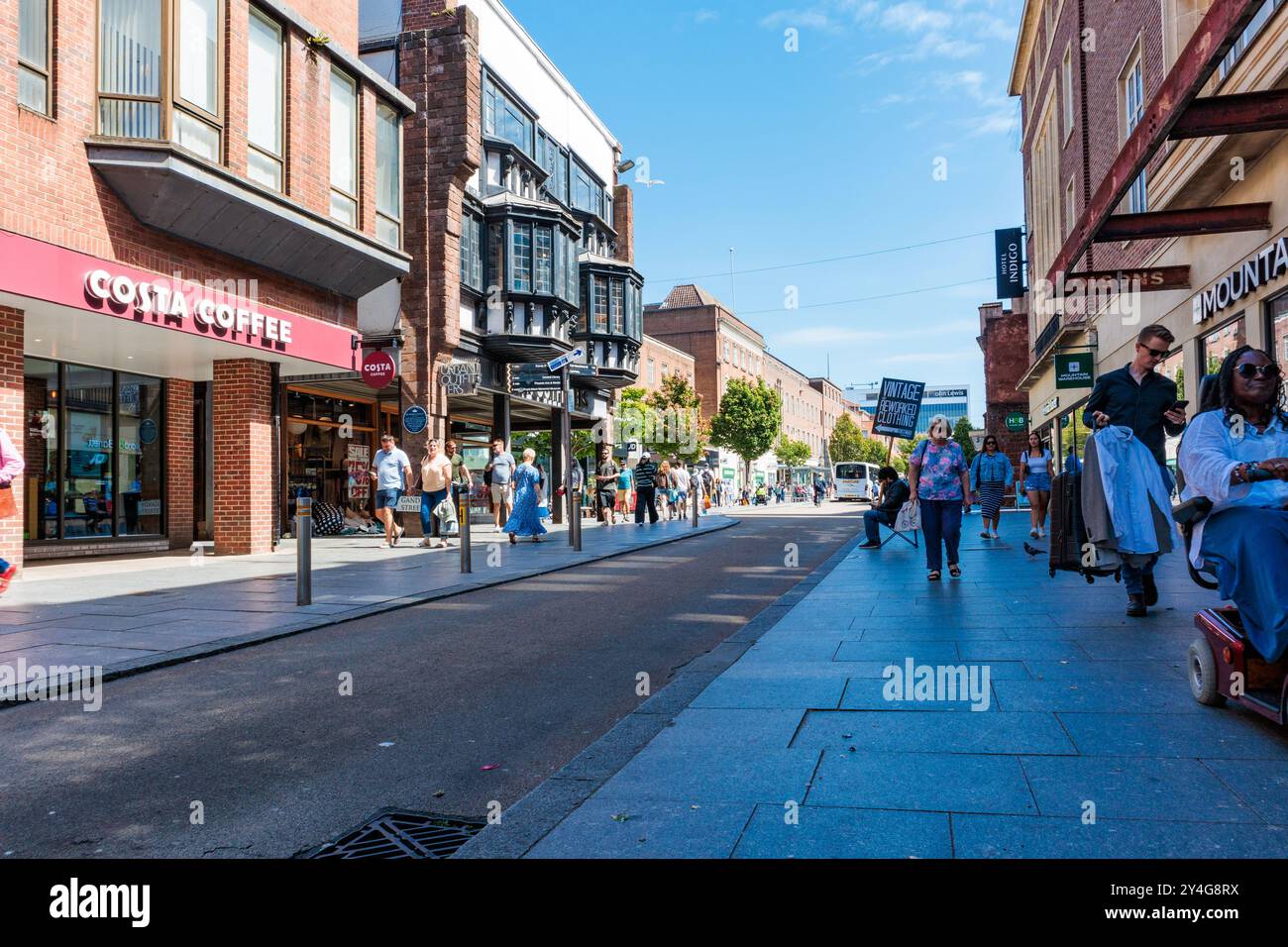 High Street, Exeter, Devon, England, UK: City Centre, street scene. Man ...