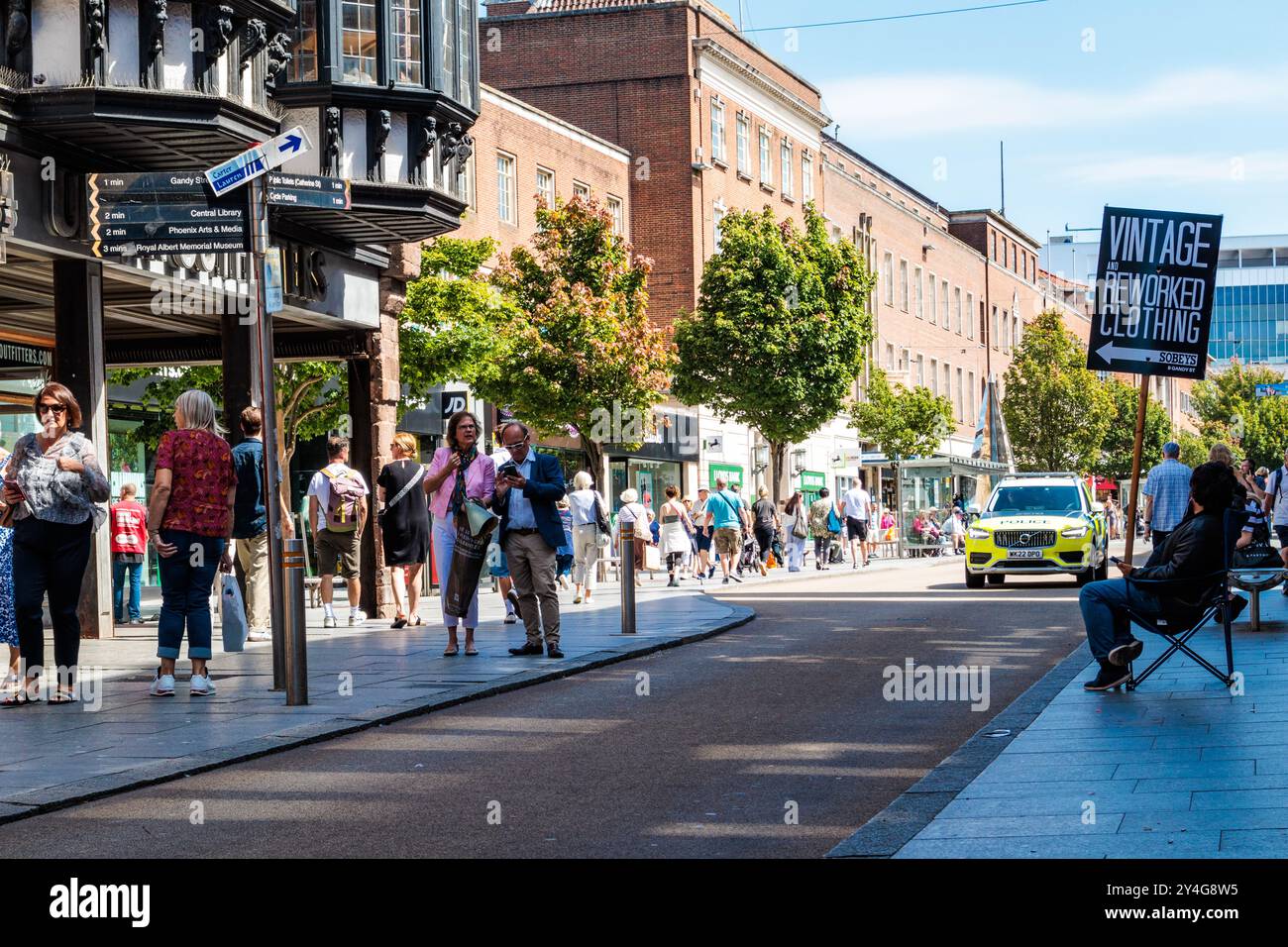 High Street, Exeter, Devon, England, UK: City Centre, street scene. Man ...