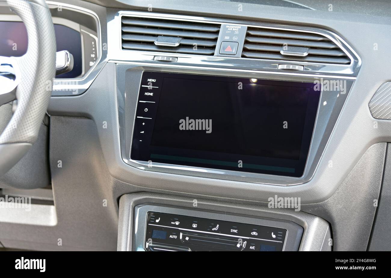 Screen multimedia system on dashboard in a modern car Stock Photo - Alamy