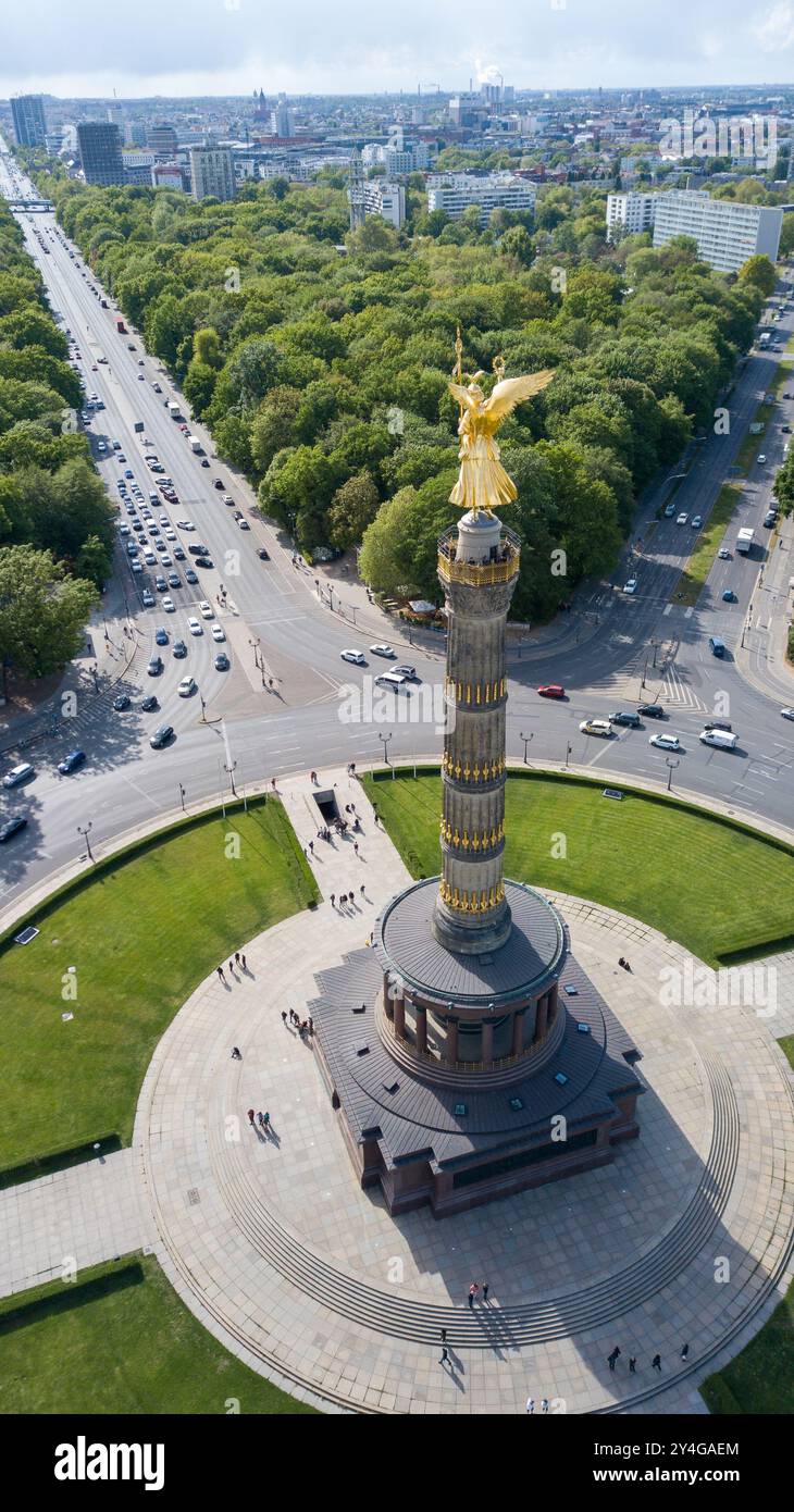 Aerial view of Victory Column (Siegessaeule) in Berlin, Germany Stock ...