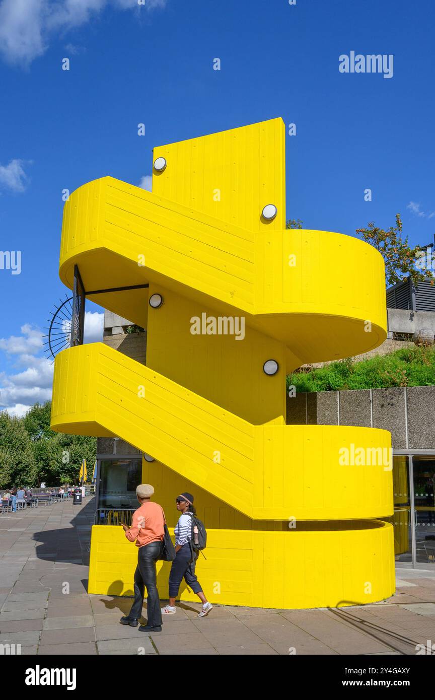 London, UK. Yellow concrete staircase at the Queen Elizabeth Hall ...