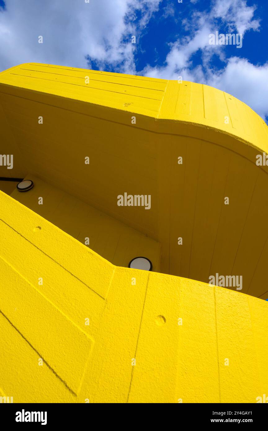 London, UK. Yellow concrete staircase at the Queen Elizabeth Hall ...