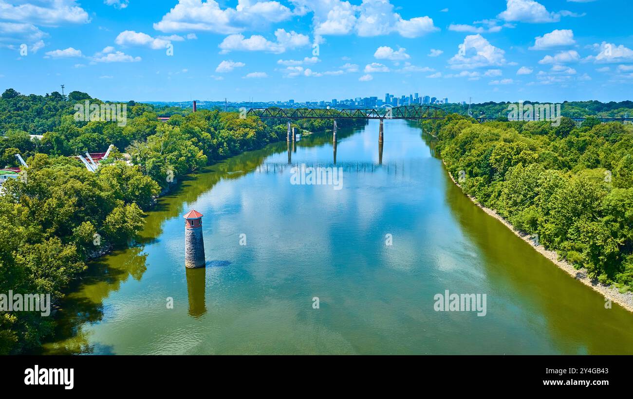Aerial View of Omohundro Waterworks Light on Tennessee River with ...