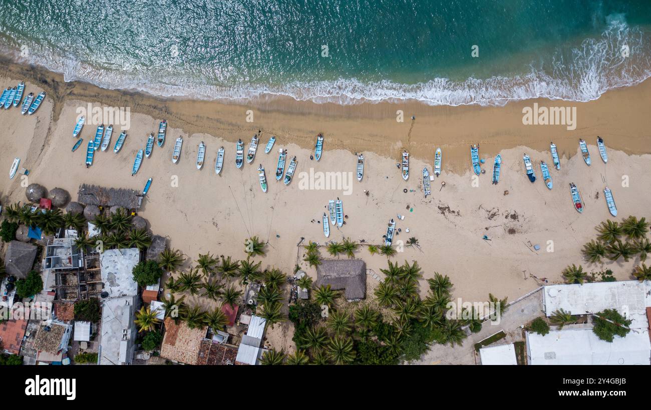Aerial view of Puerto Angel, a Mexican town located in the State of ...