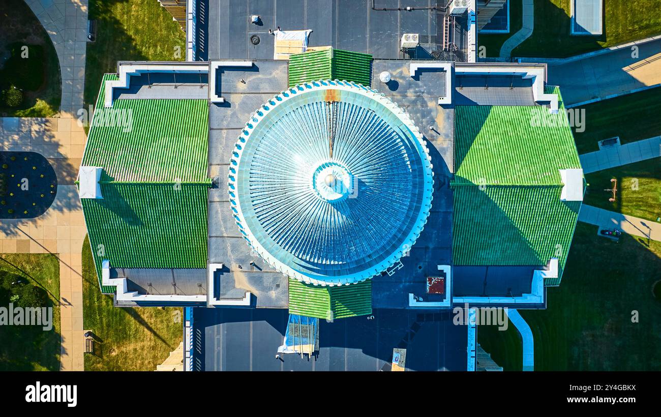 Aerial Top Down View of Toledo Lucas County Courthouse Dome and Green ...