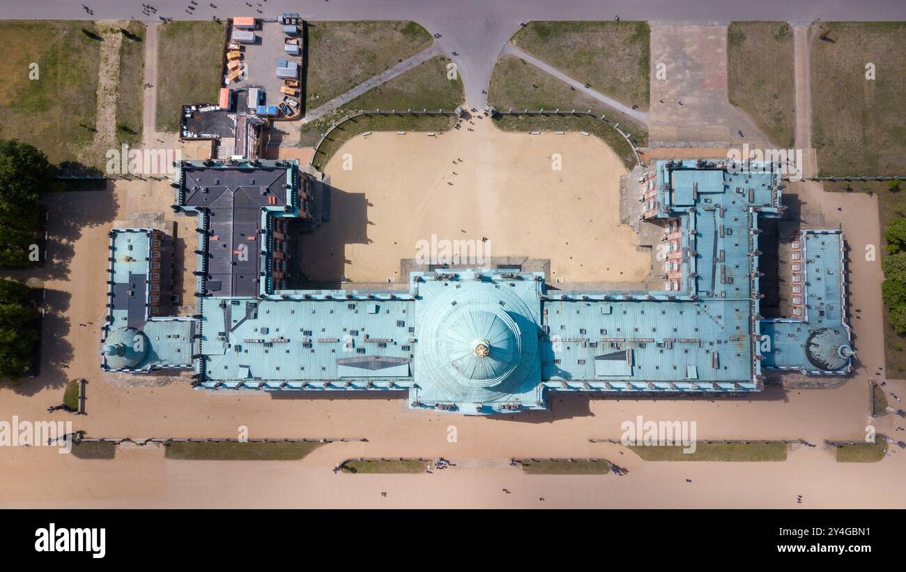 Aerial view of New Potsdam Palace at Sanssouci Park in Potsdam, Germany ...
