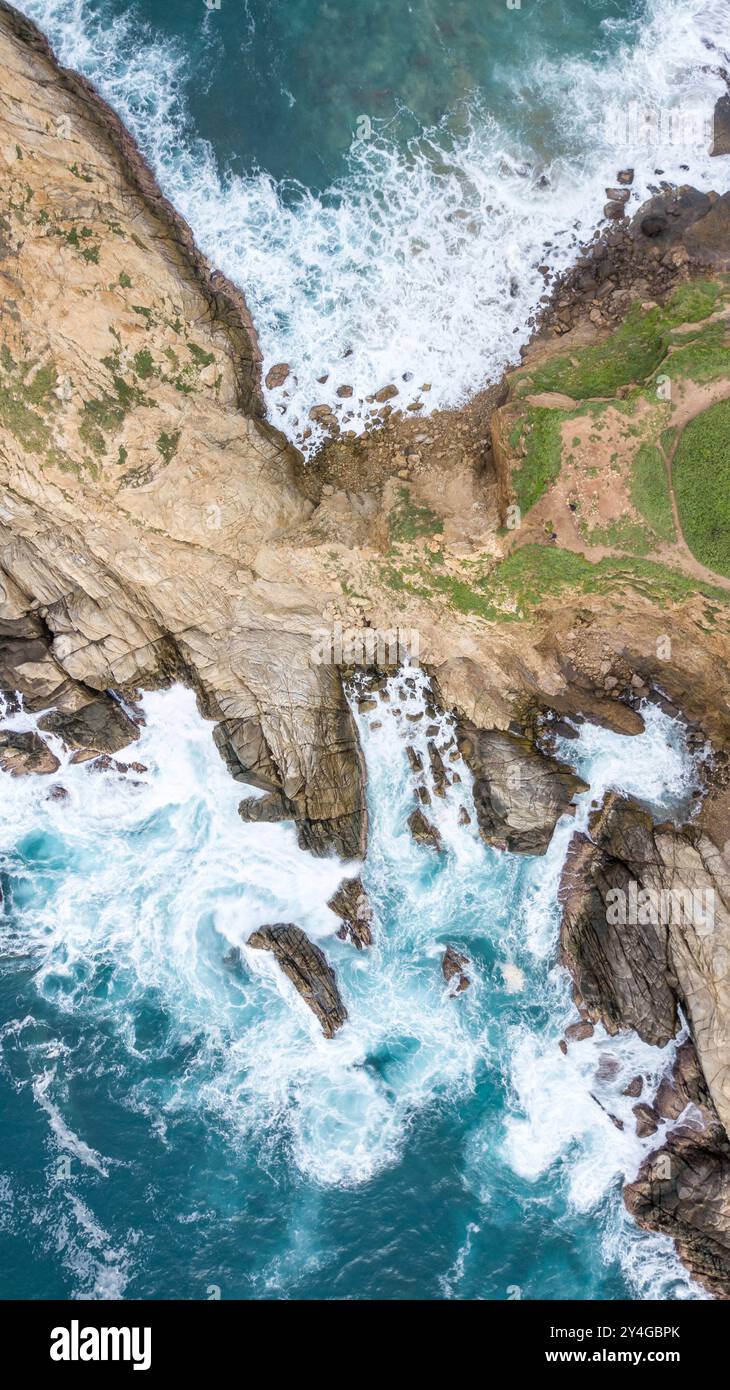 Aerial view of Punta Cometa viewpoint, southernmost point of Oaxaca ...