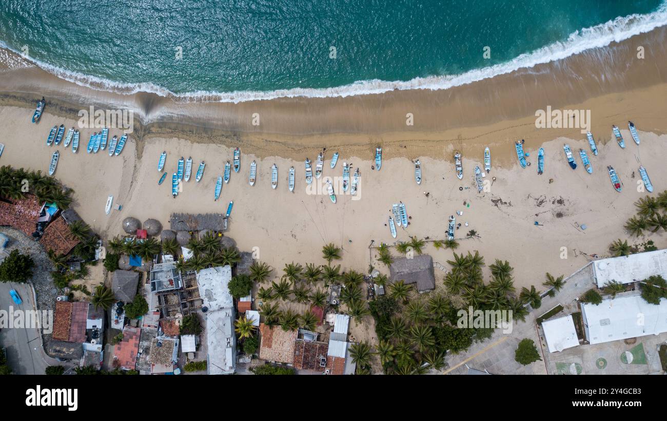 Aerial view of Puerto Angel, a Mexican town located in the State of ...