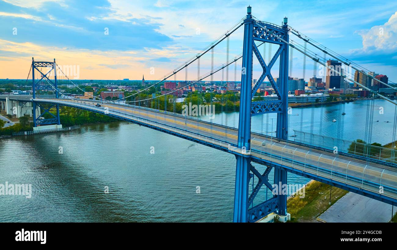 Aerial View of Anthony Wayne Bridge at Sunset Over Maumee River Stock ...