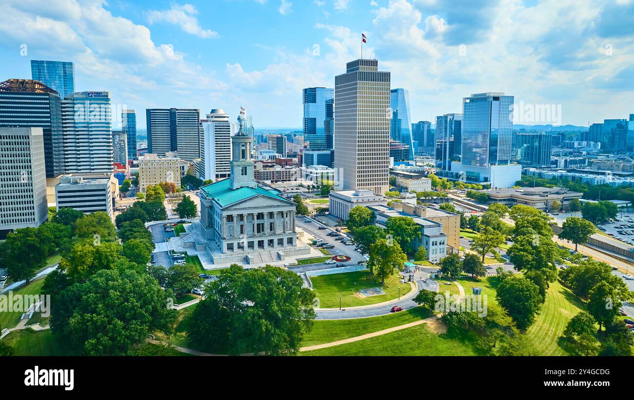 Aerial View of Tennessee State Capitol Amid Downtown Nashville Skyline ...