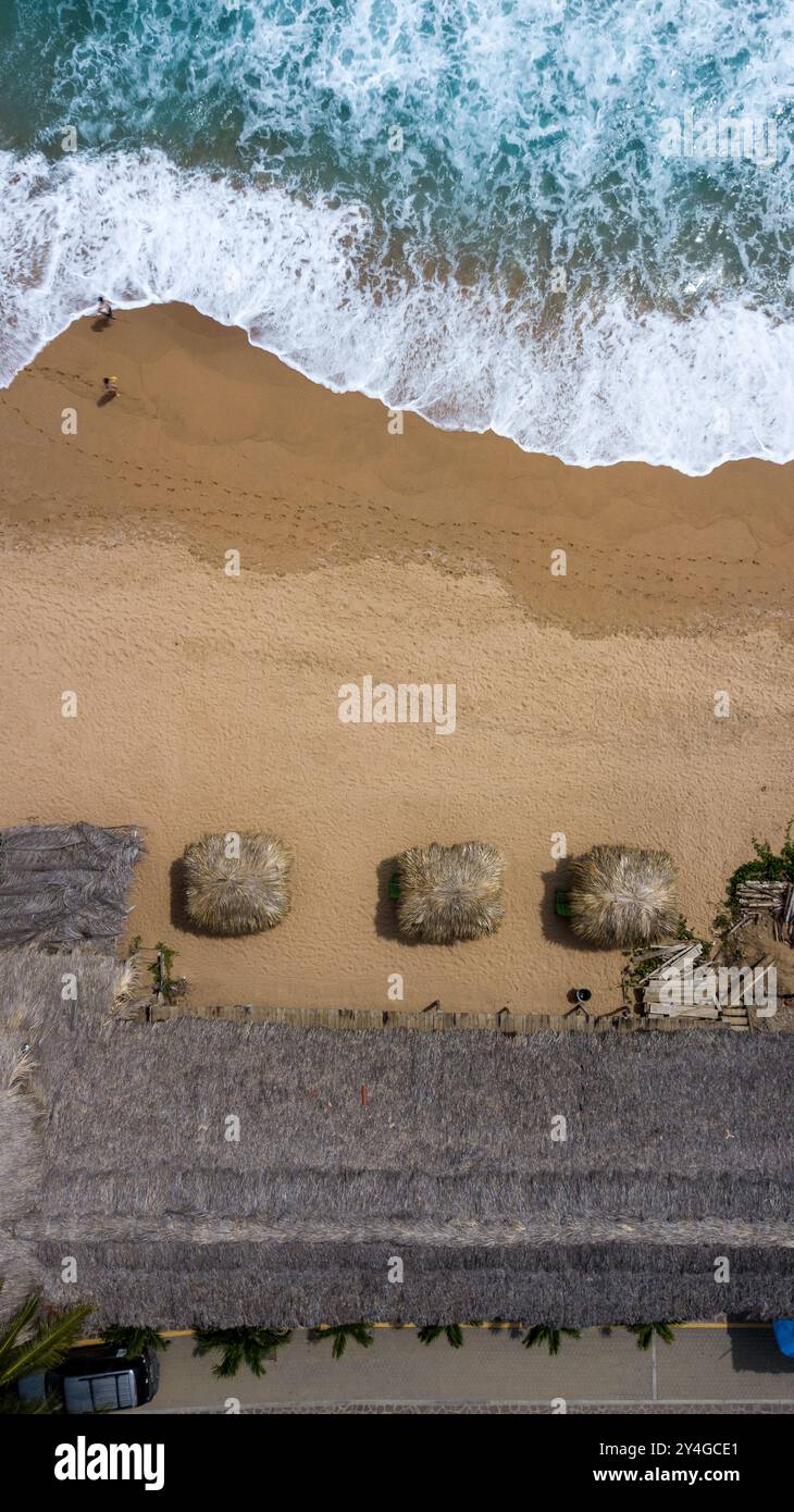Aerial view of Mazunte beach located in the State of Oaxaca, Mexico ...