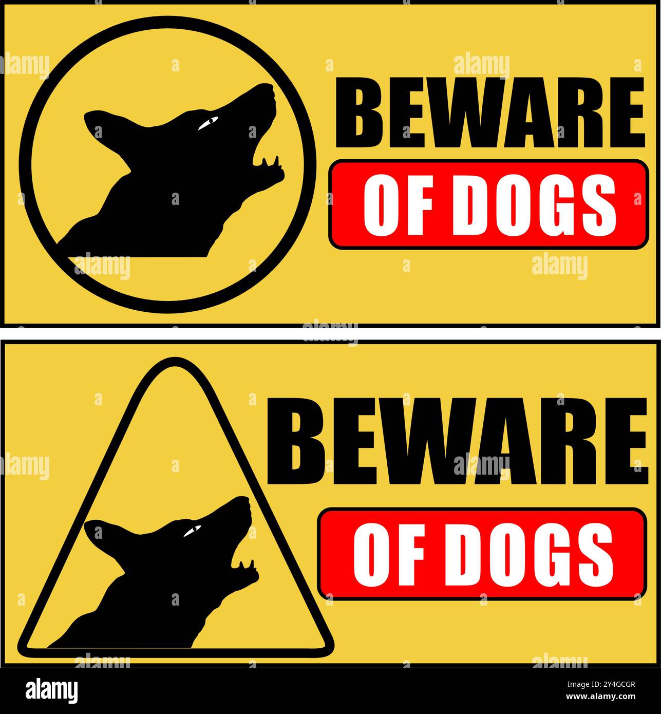 Beware of Dogs sign board design in round and rectangle shape 1 Stock ...