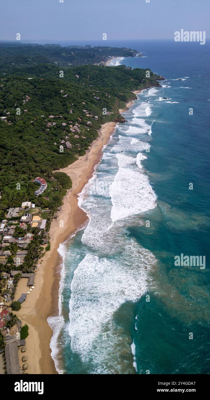 Aerial view of Mazunte beach located in the State of Oaxaca, Mexico ...